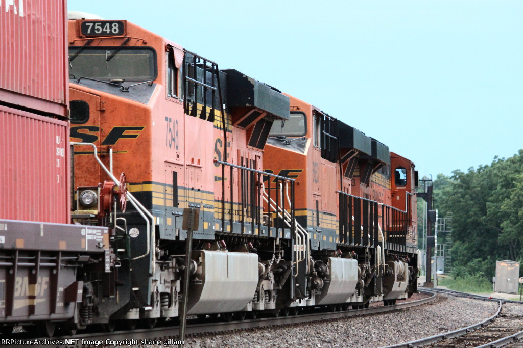 BNSF 7548 rocks this stack train.